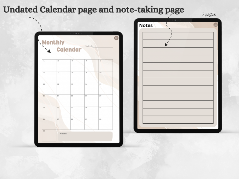Student Digital Planner, Undated Calendar, Study Schedule, Academic ...