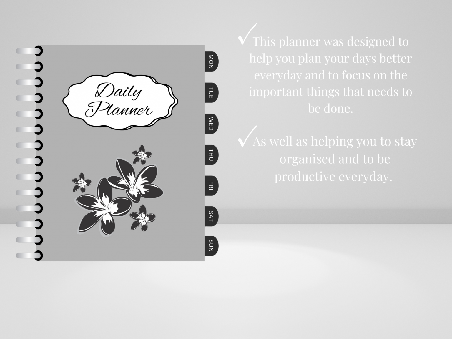 Digital Daily Planner – with Hyperlinked tabs, Grey – YourDigPlannersByJE