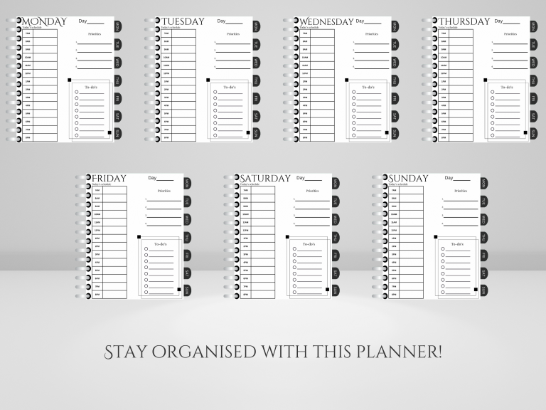 Digital Daily Planner – with Hyperlinked tabs, Grey – YourDigPlannersByJE