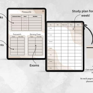 Student Digital Planner, Undated Calendar, Study Schedule, Academic ...