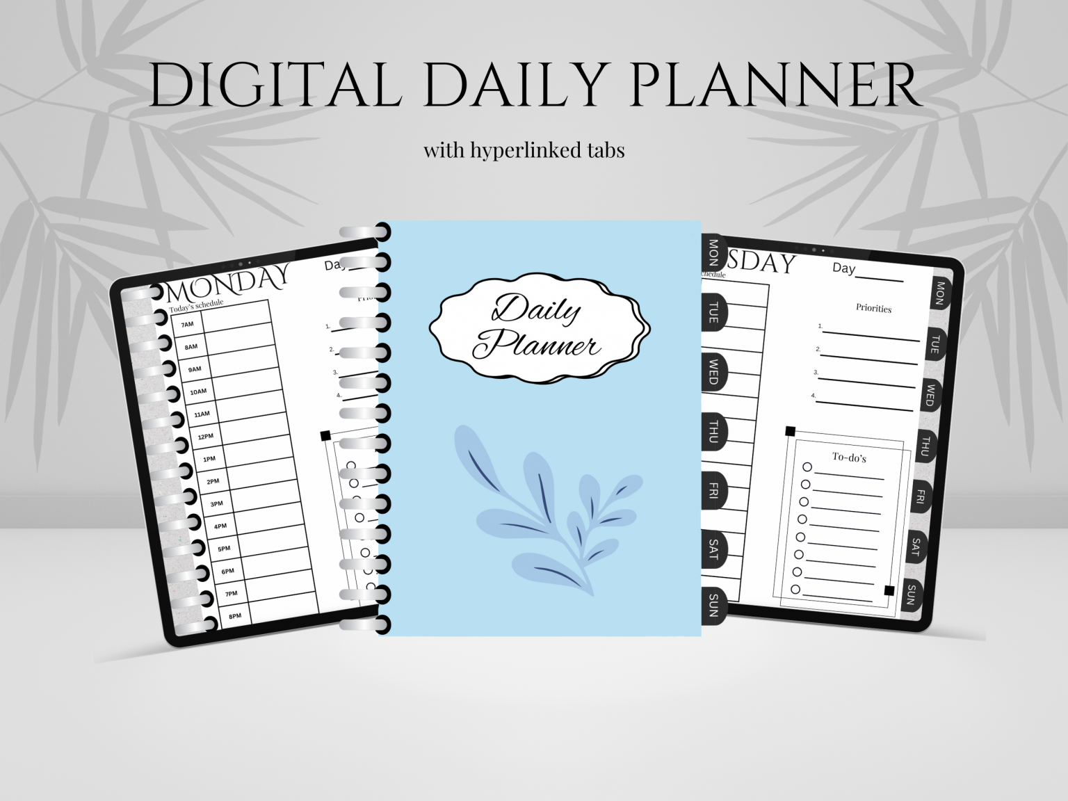 Digital Daily Planner – with Hyperlinked tabs, Blue – YourDigPlannersByJE