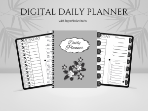 Digital Daily Planner – with Hyperlinked tabs, Grey – YourDigPlannersByJE