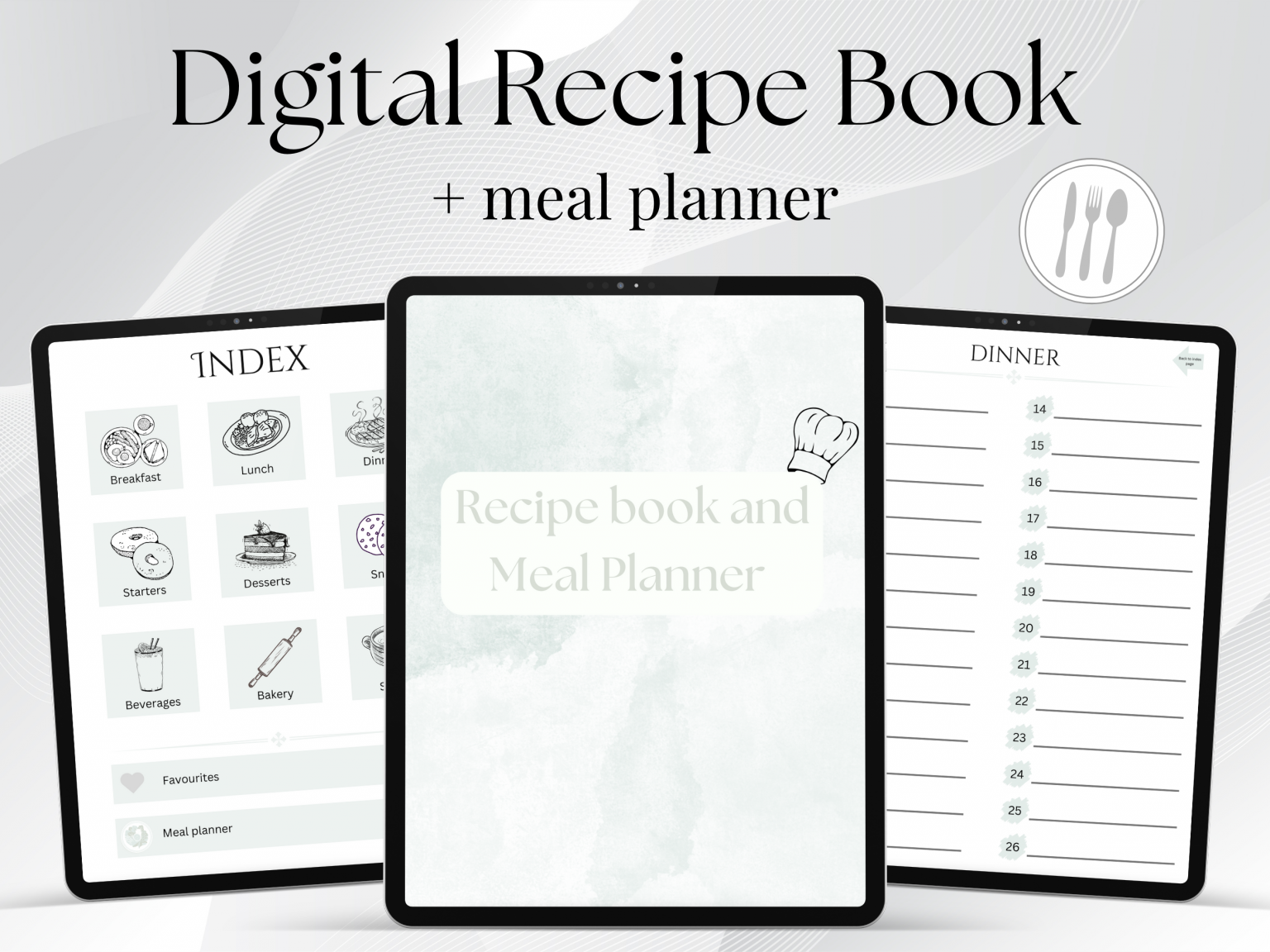 Digital Recipe Book Including Digital Meal Planner, Recipe Planner ...