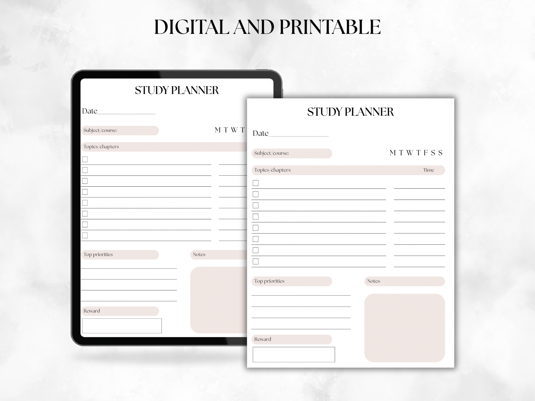 Minimalist Study Planner – Digital and Printable – YourDigPlannersByJE